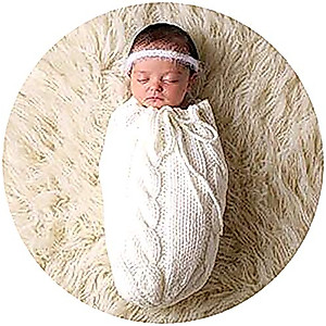 GUMEMO Newborn Baby Swaddle Sack Drawstring Knit Sleeping Bag Wrap Infant Baby Boy Girl Photography Prop Hospital Outfit White