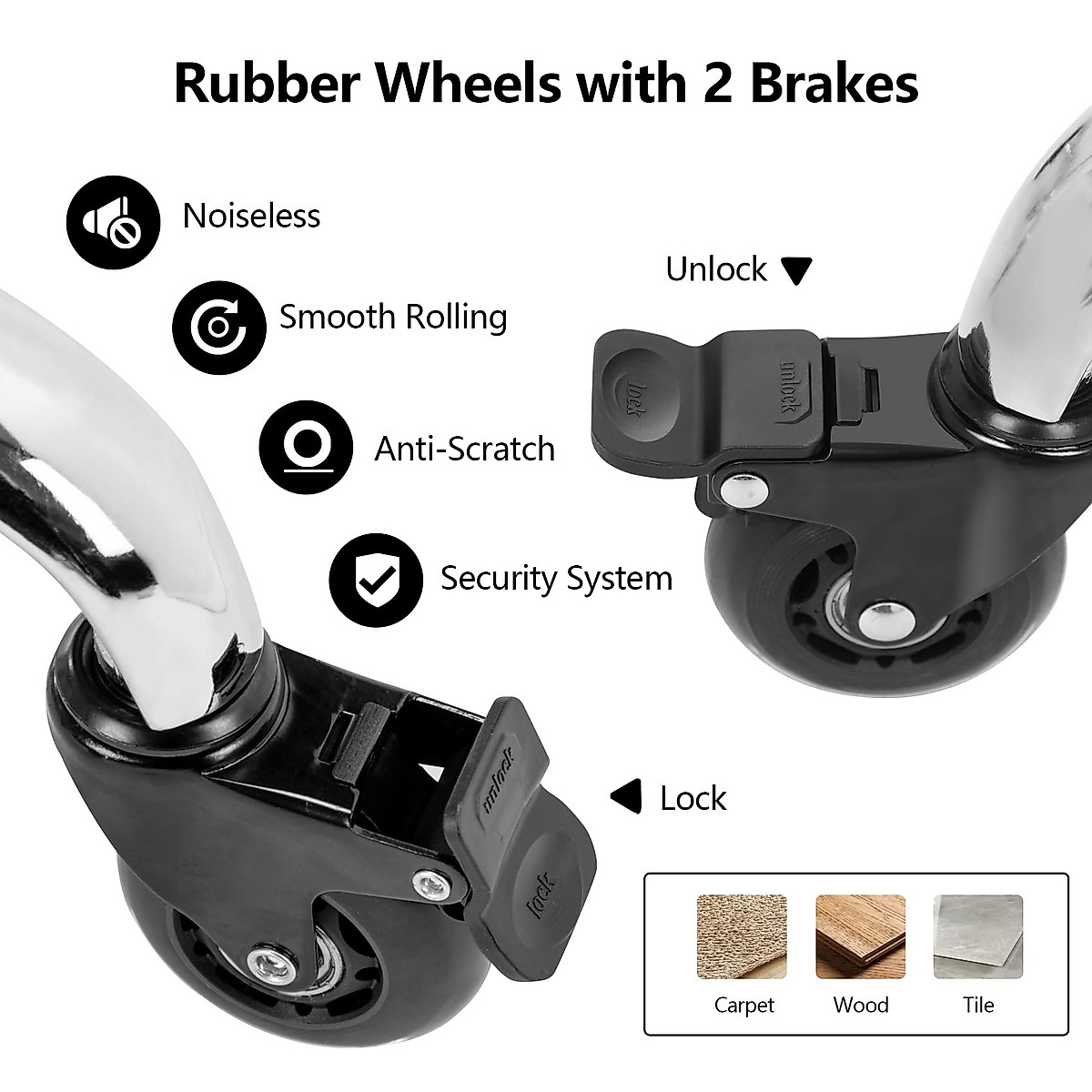 CoVibrant Lockable Rolling Stool Adjustable Swivel Stool with Noiseless Rubber Wheels and Foot Rest for Kitchen Medical Esthetician Studio