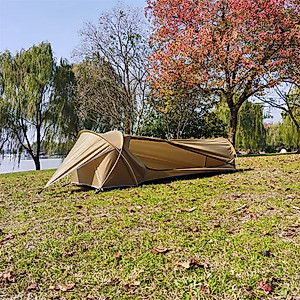 MCETO Camping 3 Aluminium Pole 1 Person Backpacking Tent, Lightweight Bivy Sack Waterproof bivvy Military Sleeping bag Cover for Bushcraft Adventure (Brown)