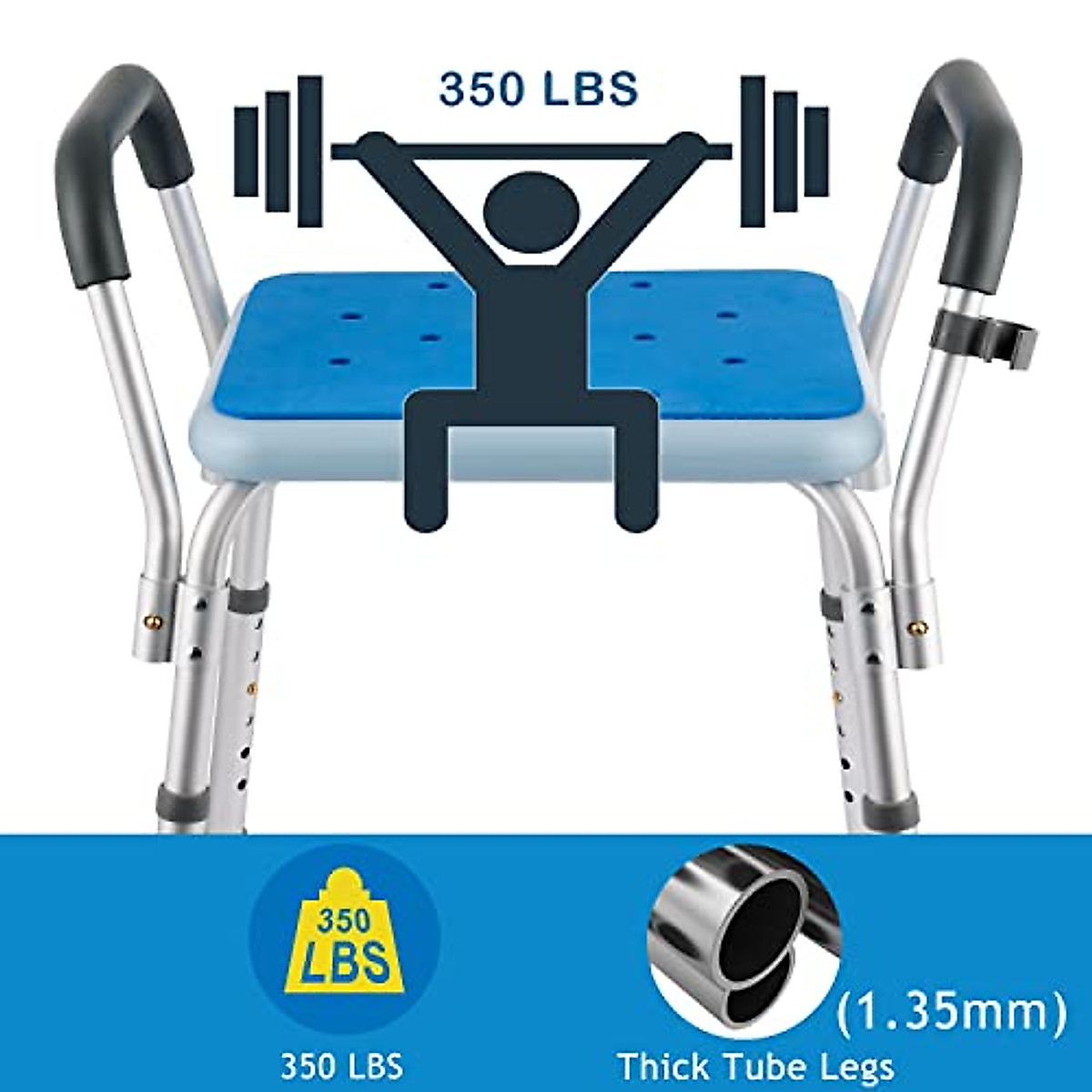 Brosive Shower Chair for Inside Shower,Shower Bench for Elderly and Disabled Heavy Duty Shower Seat Bath Chair with Arms and Back,Bathroom Chair for Bathtub Shower Chairs for Seniors for Shower Stall