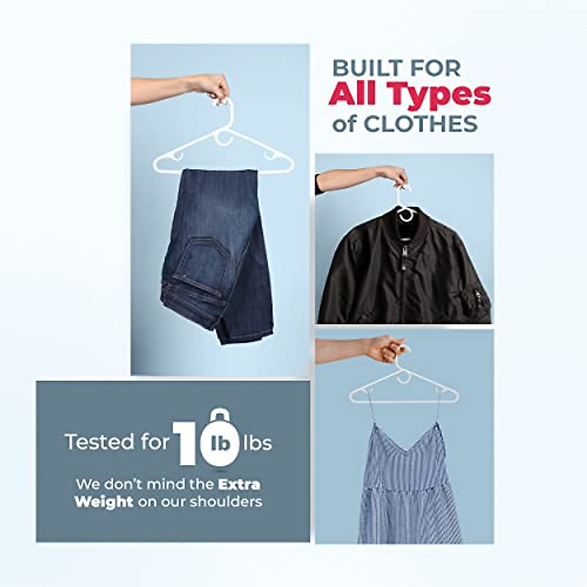 Neaties Heavy-Duty Plastic Hangers White (12, 24, 36 Packs) with Strap Hooks - Non-Slip Heavy-Duty Plastic Clothes Hangers with Accessory Hook for Suits, Coats, Dress, Shirts, or Belts (36 Pack)