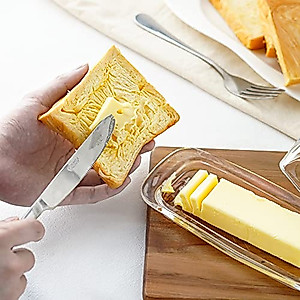 8'' Art Glass Butter Dish with Lid,Classic Covered 2-Piece Butter Container For Countertop,Multi-Purpose Preserving Serving Dessert Tray Bowl,Dishwasher Safe