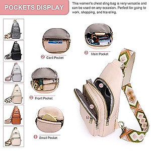 Osunnus Sling Bag for Women Crossbody Purses Trendy PU Leather Small Sling Backpack Chest Bag for Women with Wide Guitar Strap, Pink