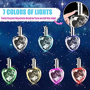Aolun Custom Crystal Keychain Picture,Personalized Engraved Keyring with LED Light