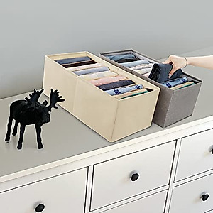 Augfox Jeans Storage Organizer for Closet, 7-Grid Clothing Organizer, Pants Organizer for Closet – Washable and Sturdy Clothing Storage for Tshirts, Jeans, Pants, Sweaters (1 piece, Grey)