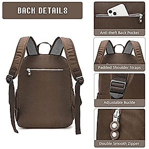 Vendra Moka Compact Hiking Nylon Waterproof Laptop Backpack Purse for Women and Men, Small Lightweight Travel Casual Outdoor Dayback