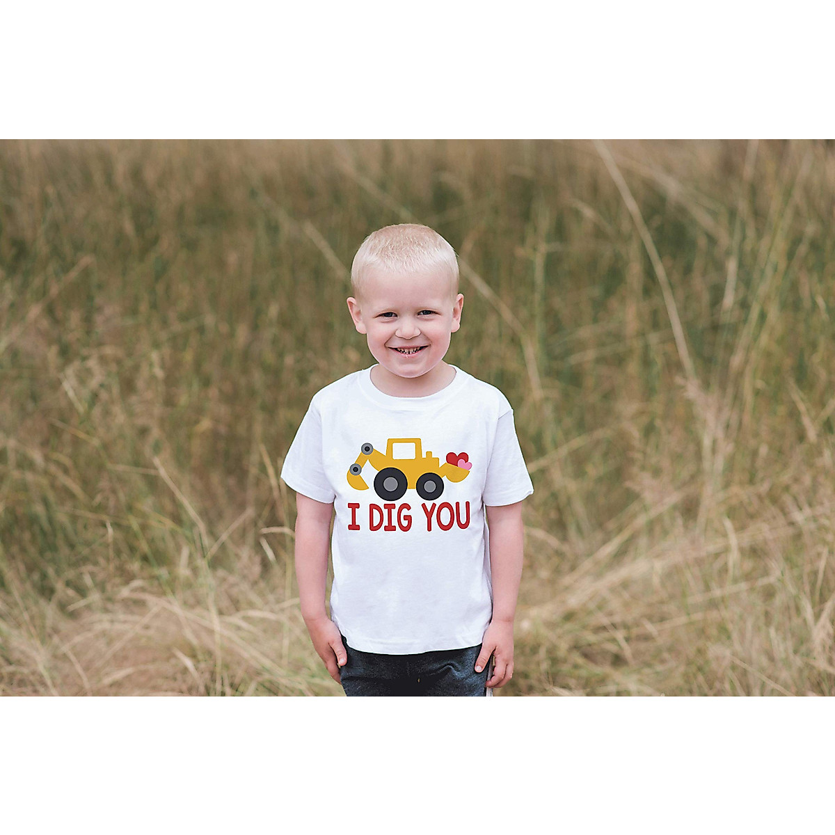 7 ate 9 Apparel Kid's I Dig You Construction Truck Valentine's Day T-shirt 3T White