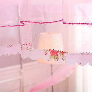 JQWUPUP Twin Canopy Bed Curtains - 4 Corner Canopy for Beds, Bed Canopy for Girls Adults, Bedroom Decor (Twin Size, Pink)