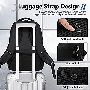 Bagsure Travel Laptop Backpack, Business Water Resistant Laptop Backpack with USB Charging Port, College Bag for Men & Women