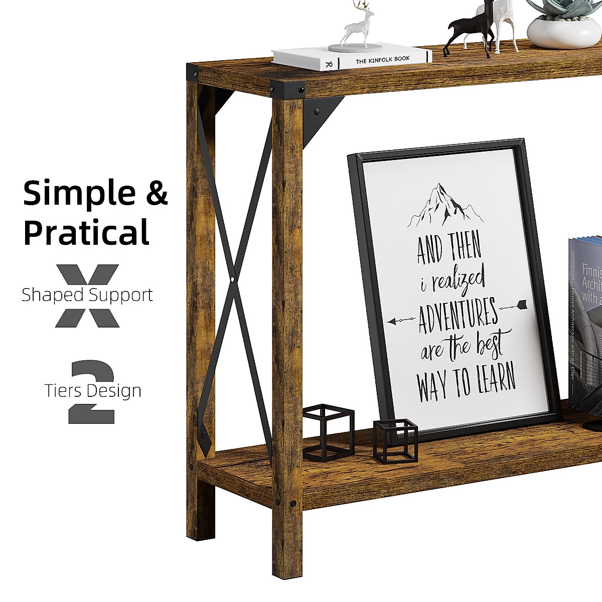 IDEALHOUSE Entryway Table, 43 Inch Farmhouse Console Table, 2-Tier Wood Sofa Table Furniture for Foyer, Living Room, Hallway, Easy Assembly (Vintage, 43" X 11.8" X 29.9")…