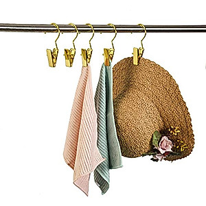 Amber Home 24 Pack Gold Boot Clips for Closet, Boot Hangers with Hooks, Boot Holder, Laundry Hooks, Clothes Pins, Portable Home Travel Hangers for Hat, Towels, Bras, Socks(Gold, 24 PCS)