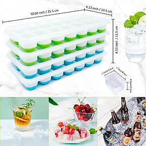 LEUCATH Ice Cube Trays 4 Pack, 56 pcs Ice Cube with Leak-Resistant Removable Lid, BPA Free, for Freezer, Stackable Ice Trays with Covers for Cocktail, Whiskey, Coffee, Fruit Drinks, Baby Food