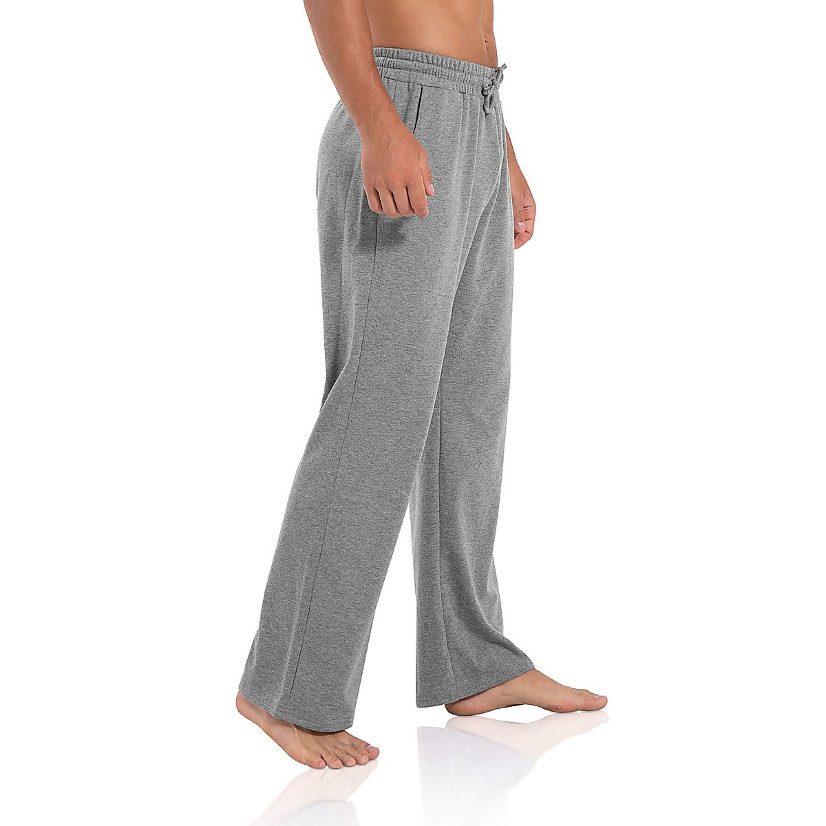 Agnes Urban Men's Joggers Sweatpants Open Bottom Straight Leg Casual Loose Fit Running Athletic Jersey Pants with Pockets Grey