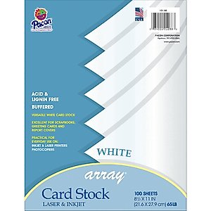 Pacon® Card Stock, Letter Paper Size, 65 Lb, White, 100 Sheets