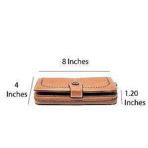 Wallet For Women Leather Credit Card Cash Mobile Phone Holder Large Capacity Wallets With Wristlet (Brown(Pack of 1))
