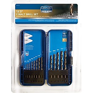 Century Drill & Tool, 26713, 13 PC Set,Jobber Drill Bit,ProGrade, Cobalt Steel, High Speed Drill Bit Pack
