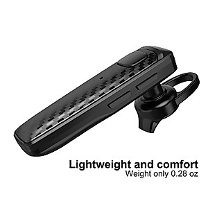 SHNOKER Bluetooth Headset V5.0 Wireless Bluetooth Earpiece,Hands-Free Earphones with Noise Cancellation Mic for/Business/Office/Driving, Compatible with iPhone and Android,Ultralight earphones