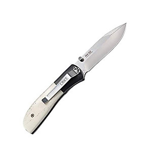 CRKT M4-02 EDC Folding Pocket Knife: Assisted Opening Everyday Carry, Satin Blade, Thumb Stud, Liner Lock, G10 Bolster, White Bone Handle, Pocket Clip