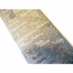 Shiny Silver Foil Happy Birthday Labels Stickers for Craft, Cards & Decoration