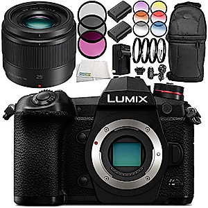 Lumix DC-G9 Mirrorless Digital Camera with G 25mm f/1.7 ASPH. Lens 10PC Accessory Bundle – Includes 2X Replacement Batteries + More - International Version (No Warranty)