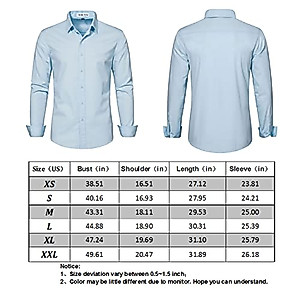 MUSE FATH Men's Camisas De Vestir para Hombres-Casual Long Sleeve Church Shirt-Button Up Wedding Dress Shirt-Navy Blue-XL