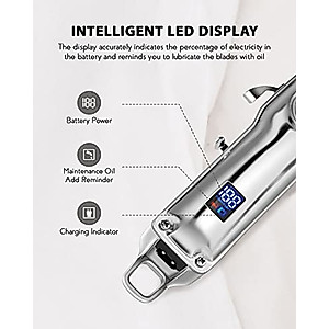 KBDS Professional Hair Clippers for Men, Cordless Clippers and T-Blade Hair Trimmer Barber Kit with Stainless Steel Blades and LED Display USB Rechargeable for Family and Salon