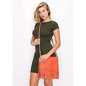 Solene Fringe Crossbody Shoulder Bag with Strap, Tassel Messenger bag, Country Style Western Fringe Purse for Women - E031(Mustard)