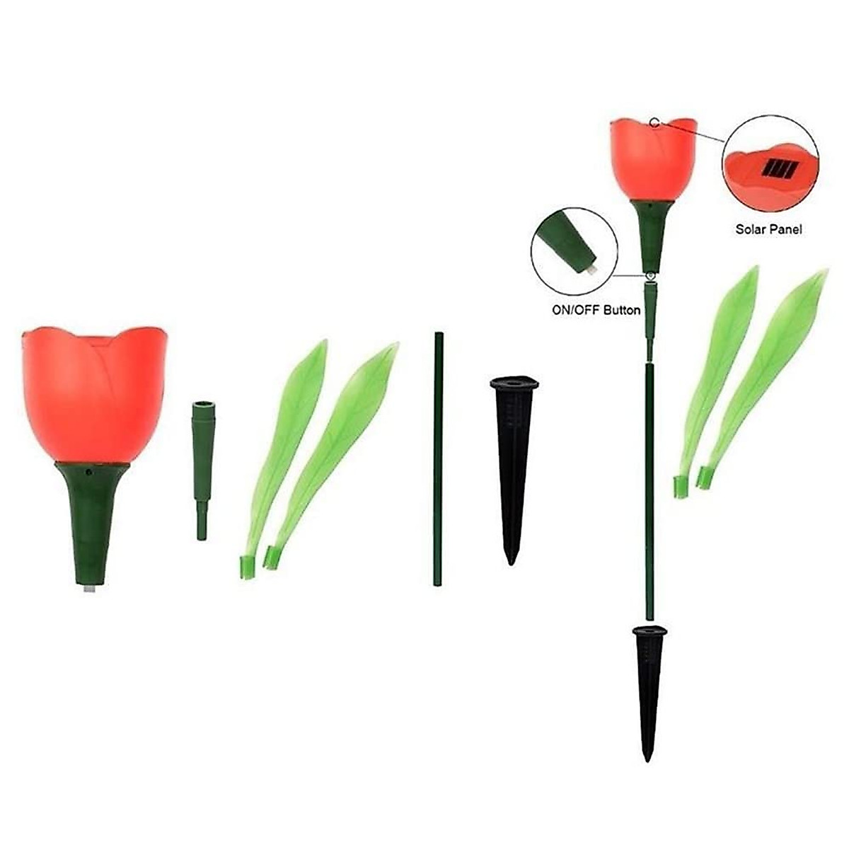 UWEL 6 Pcs Solar LED Light Outdoor Waterproof Multicolor Solar Flower Tulip Light Bulb for Home Garden Yard Lawn Landscape Night Lamp