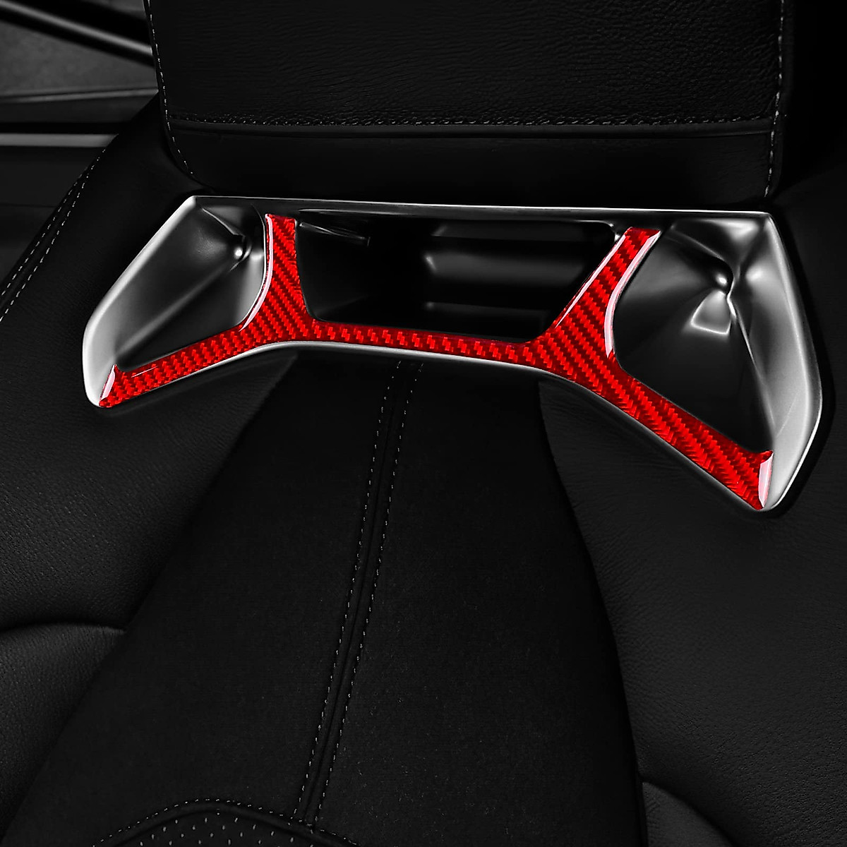 AIRSPEED Car Seat Head Rest Accent Sticker Carbon Fiber Auto Headrest Interior Trim Cover for Toyota Supra GR A90 A91 MK5 2019-2022, Red