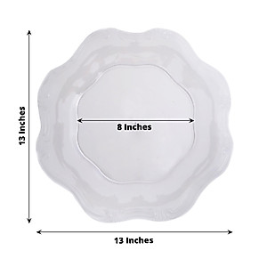 Efavormart 6 Pack 13" Clear Acrylic Round Baroque Charger Plates Dinner Charger Plates For Weddings Events
