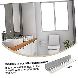 WATIIFUFU Shelf Wall Mount Shelves Shower Basket Wall Mounted Shelves Metal Storage Rack Metal Storage Shelves Metal Shelving Shower Rack White No Punching Toilet Rack Stainless Steel