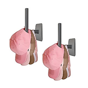 Resdenio Hat Rack for Baseball Caps - 2 Pieces Adhesive Hat Hooks for Wall, Hat Hanger Storage Cap Organizer, No Drilling Strong Hat Holder for Door, Closet, Bedroom,Office (Black)