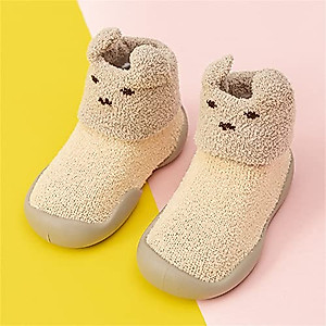 0-24 Months Infant Boys Girls Shoes Warm Thickened Antislip Socks Shoes Prewalker Baby Cute Cartoon Pattent Shoes (White, 2-3 Years)