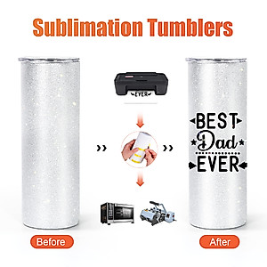 AGH Sublimation Glitter Tumbler Blanks 20oz Glitter Skinny Tumbler Bulk, 4 Pack Silver Stainless Steel Double Wall Insulated with Lid and Metal Straw