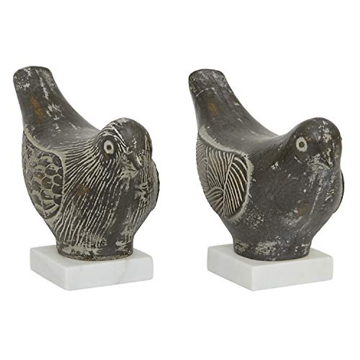 Deco 79 Set of 2 Brown Ceramic Coastal Bird Sculpture 16.75, 18.25 Inches