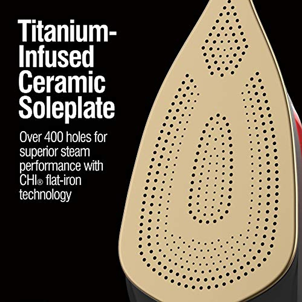 CHI Steam Iron for Clothes with Titanium Infused Ceramic Soleplate, 1700 Watts, Retractable Cord, 3-Way Auto Shutoff, 400+ Holes, Professional Grade, Silver (13106)