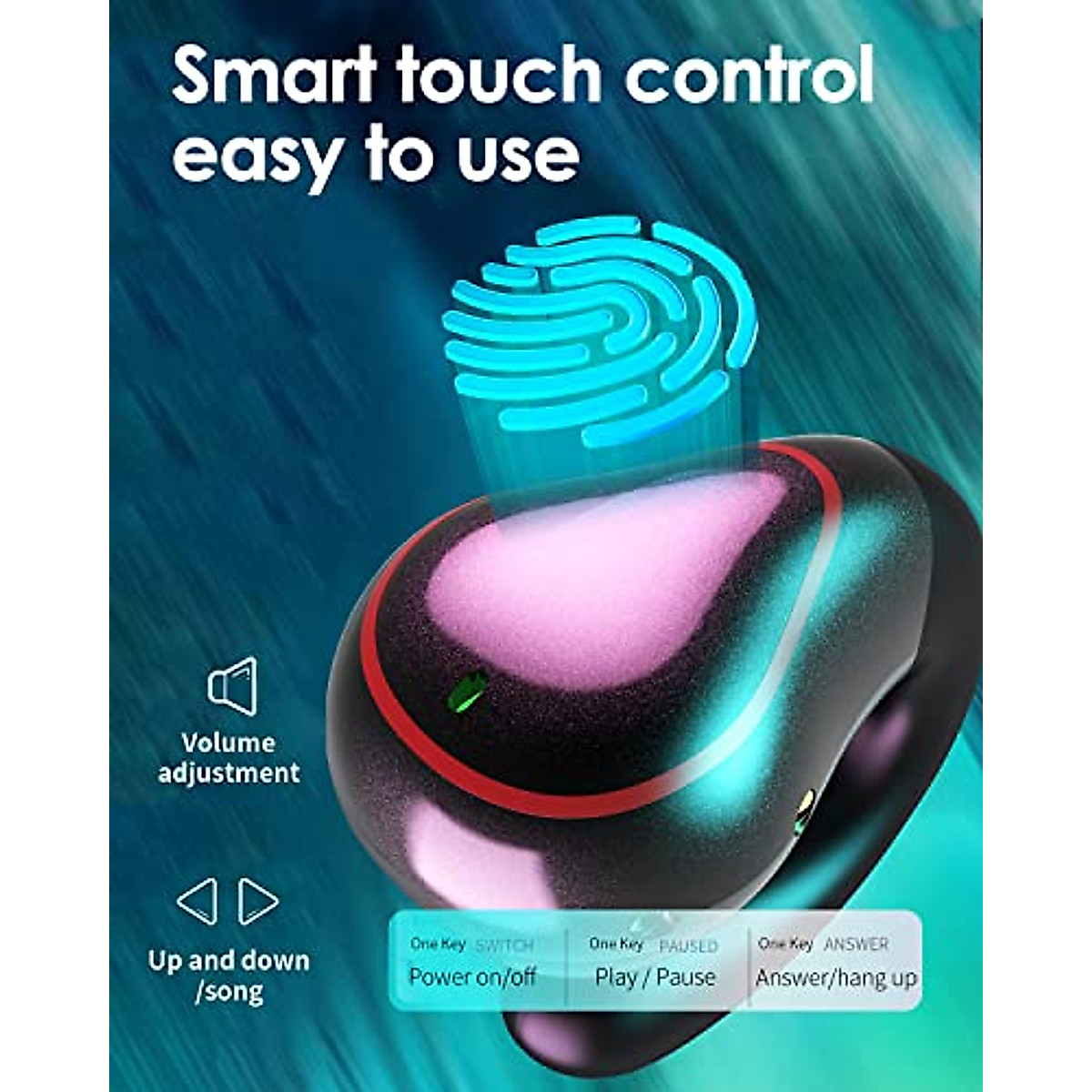 Open Ear Headphones Wireless Bluetooth Single Earbud True Wireless Mini Small Open Earbuds for iPhone Android, Tiny Bone Ear Bud with Mic Earphones for Small Ear Canals Running Cycling Workout Sport