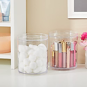 STORi Bella 2-piece Stackable Clear Tall Plastic Container Set | Round Vanity Storage Organizers with Lids for Hair Accessories & Beauty Supplies | Made in USA