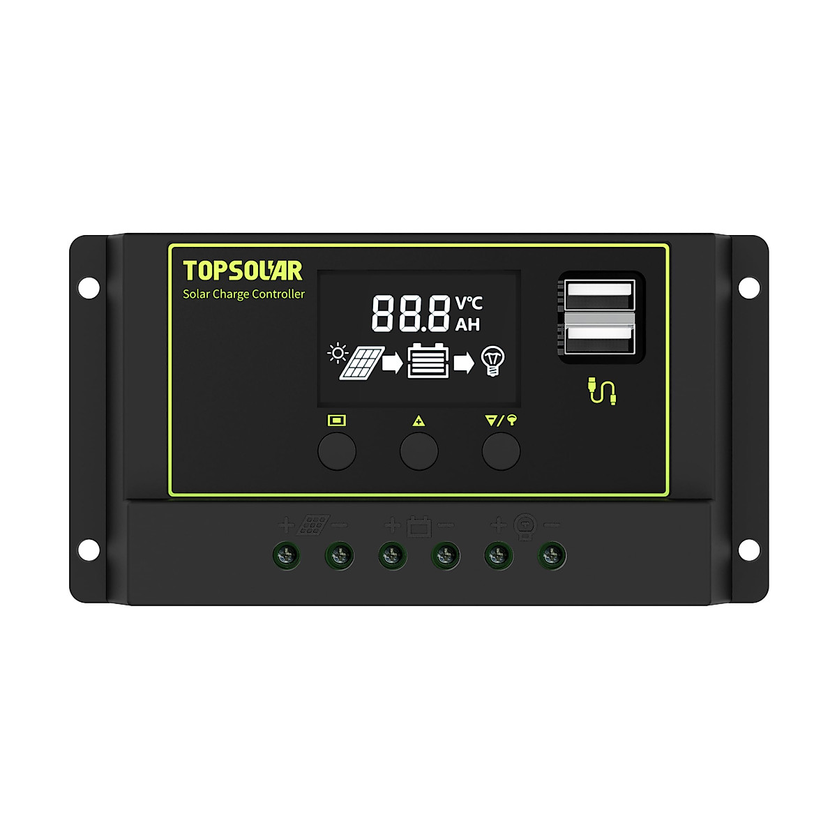 Topsolar 100W 12V Solar Panel Kit Battery Charger 100 Watt 12 Volt Off Grid System for Homes RV Boat + 30A Solar Charge Controller + Solar Cables + Brackets for Mounting