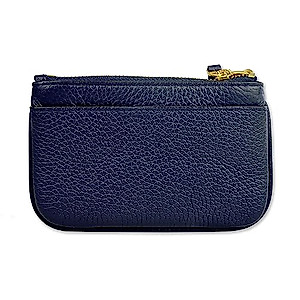 Tory Burch Womens 145311 Pebbled Leather Key Ring Card Holder Small Wallet, (405 Tory Navy Blue)
