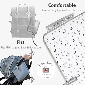 Precious Snuggle Portable Diaper Changing Pad | Waterproof Foldable Baby Changing Mat - Unisex Lightweight Changing Pad - Large Surface - Small & Compact | Double Wipeable Sides (Shooting Stars)