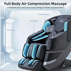 MassaMAX 2023 Massage Chair, Full Body Zero Gravity SL Track Recliner with Yoga Stretch, Voice Control, Heating, Airbags, Foot Massage (321-Black)