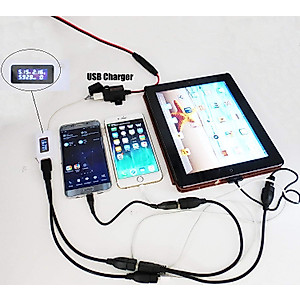 MOTOPOWER MP0609A 3.1Amp Motorcycle USB Port Kit SAE to USB Adapter On Motorcycle