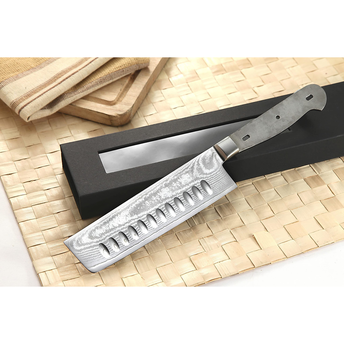 KATSURA Woodworking Project Kit - 7.5-inch Nakiri Knife Blank - Japanese VG-10-67 Layers Damascus Steel