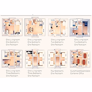 Portable Prefabricated Tiny Home 19x20ft, Mobile Expandable Plastic Prefab House for Hotel, Booth, Office, Guard House, Shop, Villa, Warehouse, Workshop (with Restroom)