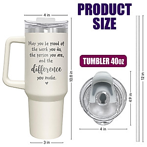 AXIARA Inspirational Gifts For Women - May You Be Proud Insulated 40 oz Tumbler with Straw and Handle - Mothers Day Birthday Christmas Appreciation Thank You Gifts For Women Men Coworkers Friends