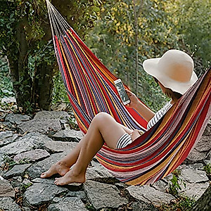 ROOITY Patio Hammock Double Hammocks with Portable Carrying Bag,Soft Woven Fabric, Up to 450 Lbs Hanging for Trees,Garden,Backyard,Porch,Outdoor and Indoor XXX-Large Stripe