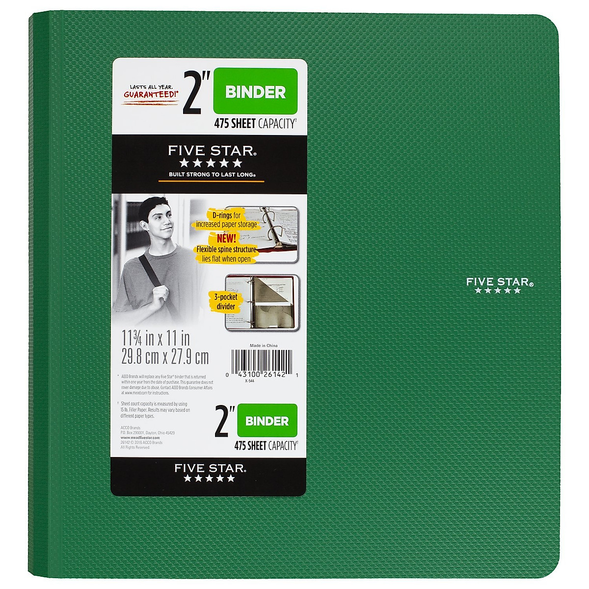 Five Star 2 Inch 3 Ring Binder, Plastic, Color Selected for You, 1 Count (26142)