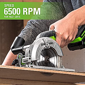 Greenworks 24V Brushless 4-1/2" Compact Circular Saw (6,500 RPM), 2.0Ah Battery and Compact Charger Included