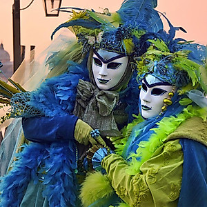 FeelfunFeather Blue Chandelle Turkey Feather Boa 2 Yards 45g for DIY Craft Wedding Party Dancing Concert Halloween Christmas Costume Home Decoration